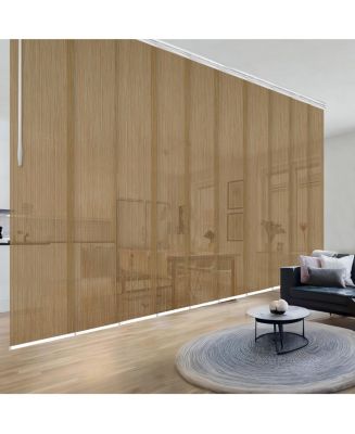 Dappled Gold Blind 10-Panel Double Rail Panel Track Extendable 120"-218 ...