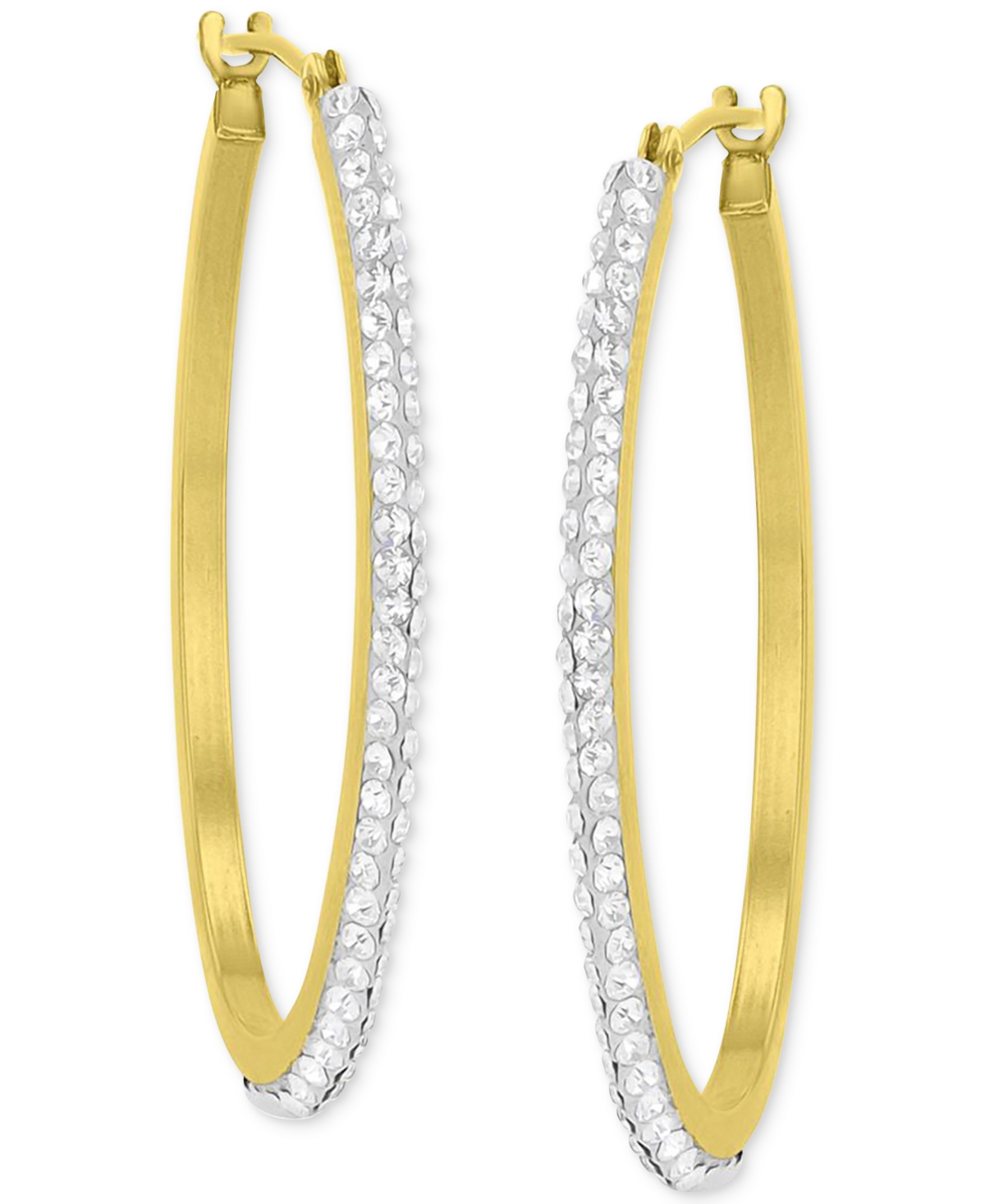 Click here for Crystal Polished Narrow Medium Hoop Earrings in 10... prices