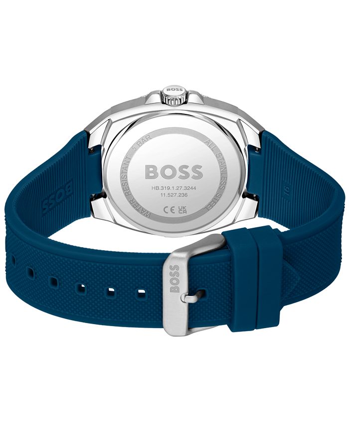 Hugo Boss Men's Walker Quartz Basic Calendar Blue Silicone Watch 41mm ...