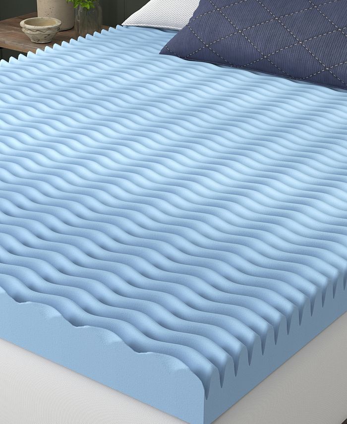 Vibe 4" Wave Convoluted Gel Memory Foam Mattress Topper, Twin - Macy's