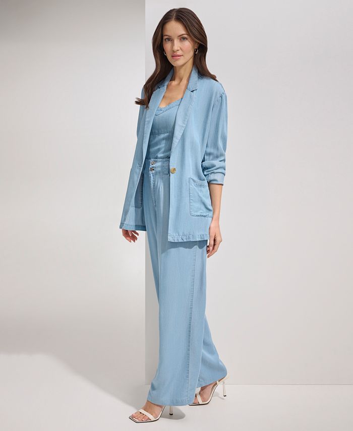 DKNY Women's Chambray Wide-Leg Pants - Macy's