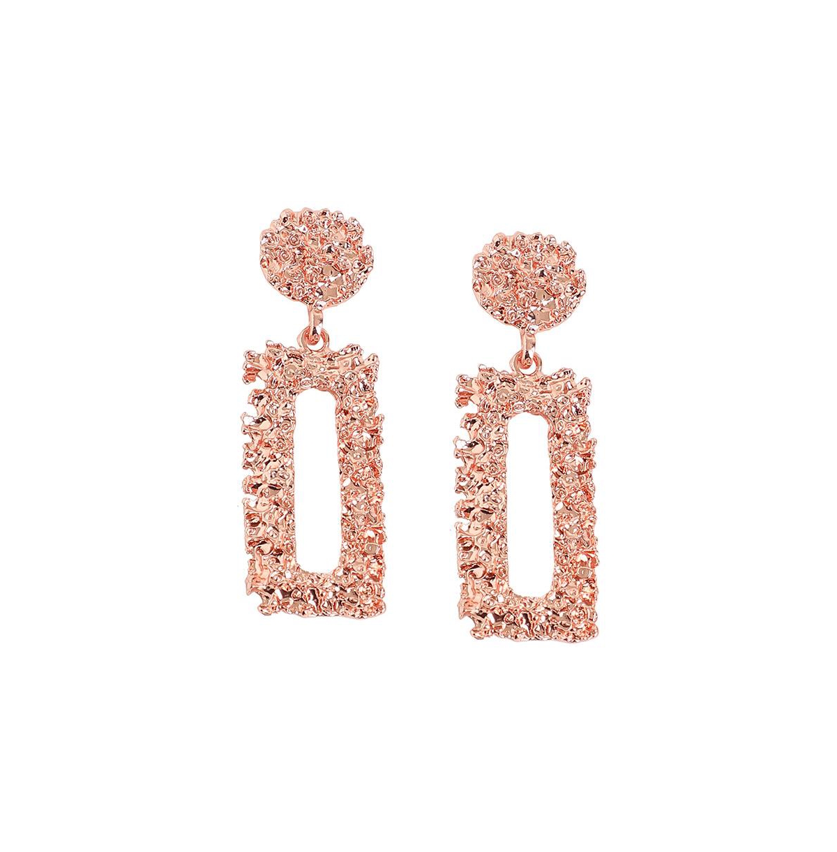 Click here for Sohi Womens Pink Corroded Drop Earrings - Rose gol... prices