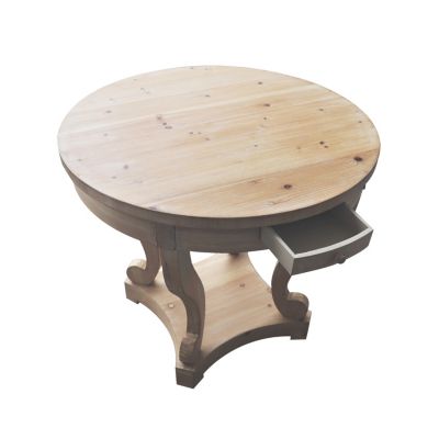 Simplie Fun Small Round Farmhouse Style Dining Table with Natural Wood ...