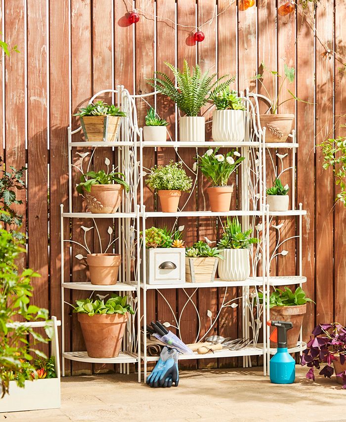 Glitzhome 52" H 4-Tiered Rectangular Metal Shelf Plant Stand or Storage ...