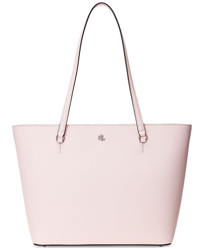 Lauren Ralph Lauren Crosshatch Leather Medium Karly Shopper Tote - Macy's