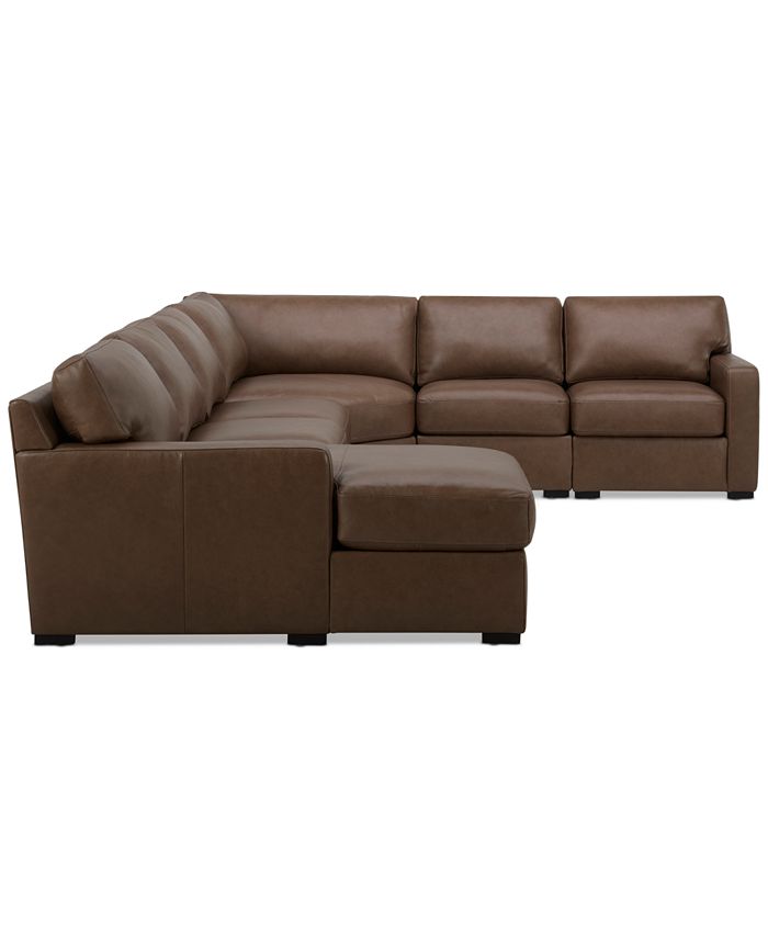 Furniture Radley 148" 5-Pc. Leather Wedge Modular Chase Sectional ...