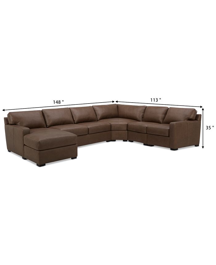 Furniture Radley 148" 5-Pc. Leather Wedge Modular Chase Sectional ...