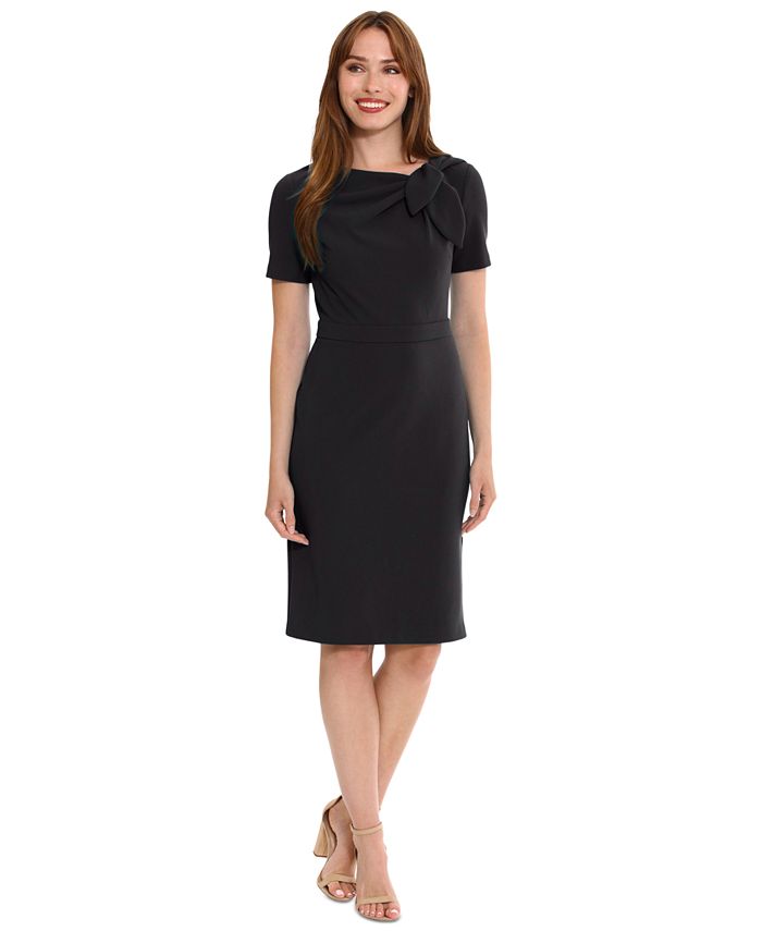 London Times Women's Side Tie-Neck Sheath Dress - Macy's