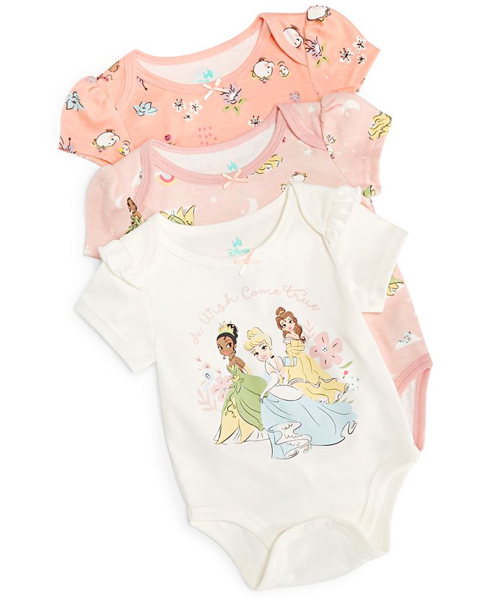 Disney Baby 3 Pack Princesses Bodysuits - Macy's