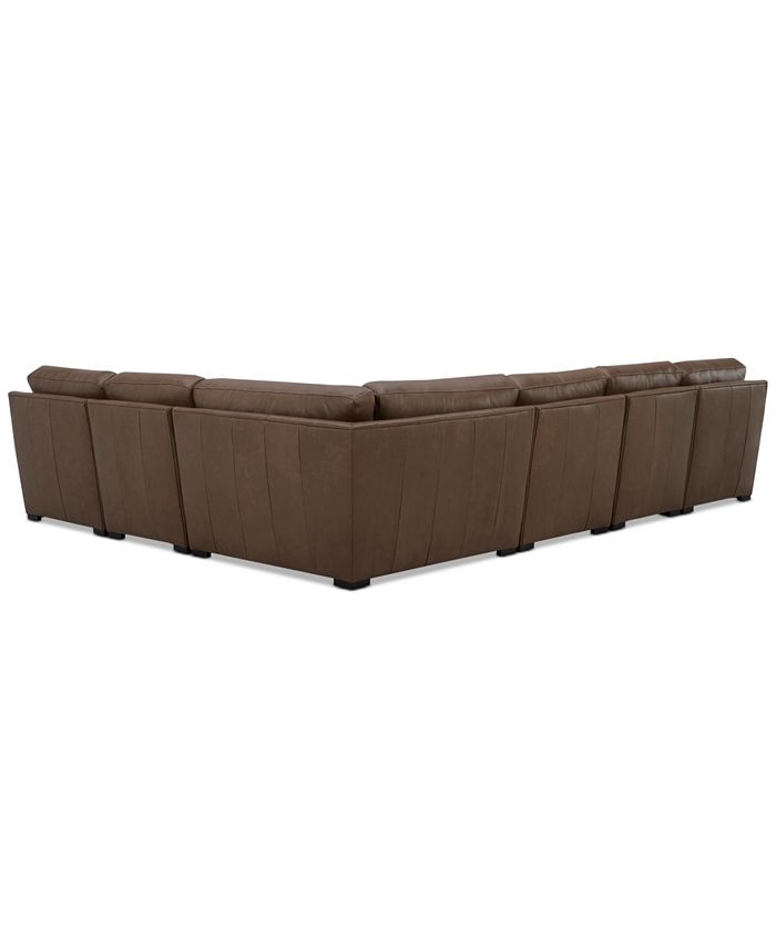 Furniture Radley 141" 6-Pc. Leather Wedge Modular Chaise Sectional ...