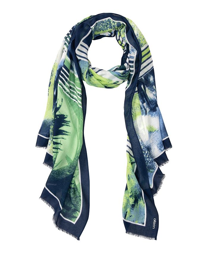 Olsen Multi-Pattern and Bordered Edge Scarf with Frayed Edge Trim - Macy's