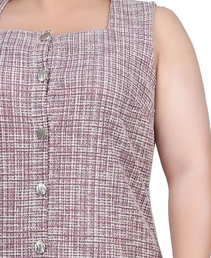 NY Collection Plus Size Long Sleeve Jacket and Tweed Dress, 2 Piece Set ...