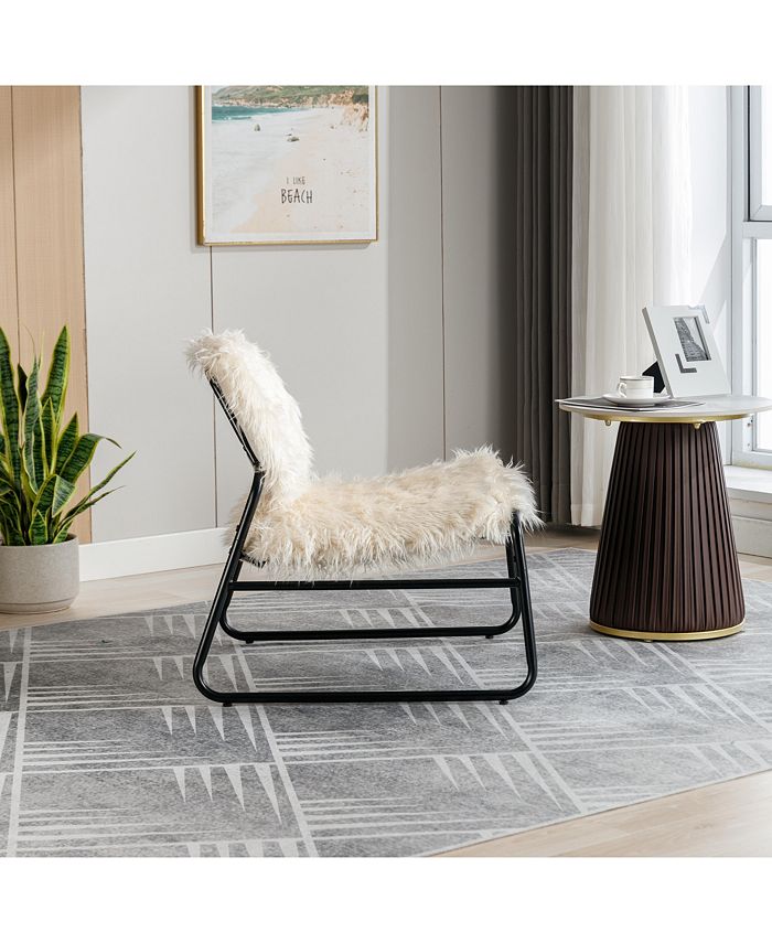 Simplie Fun Accent Chair - Modern Industrial Slant Armchair With Metal ...