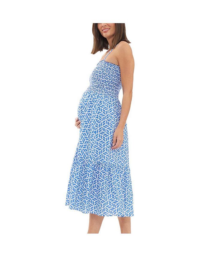 Ripe Maternity Capri Shirred Dress White/Lapis - Macy's