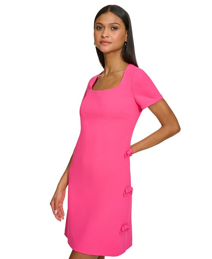 KARL LAGERFELD PARIS Women's Bow Trim Scuba Crepe Sheath Dress - Macy's