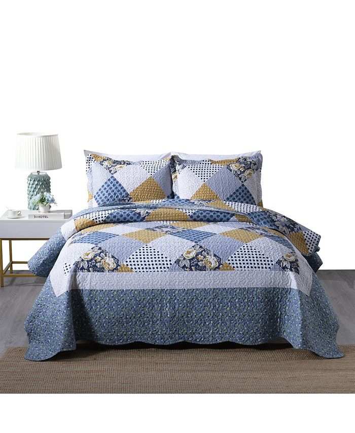 MarCielo 3 Piece Quilt Bedspread Set Bedding Coverlet Set B73 - King ...