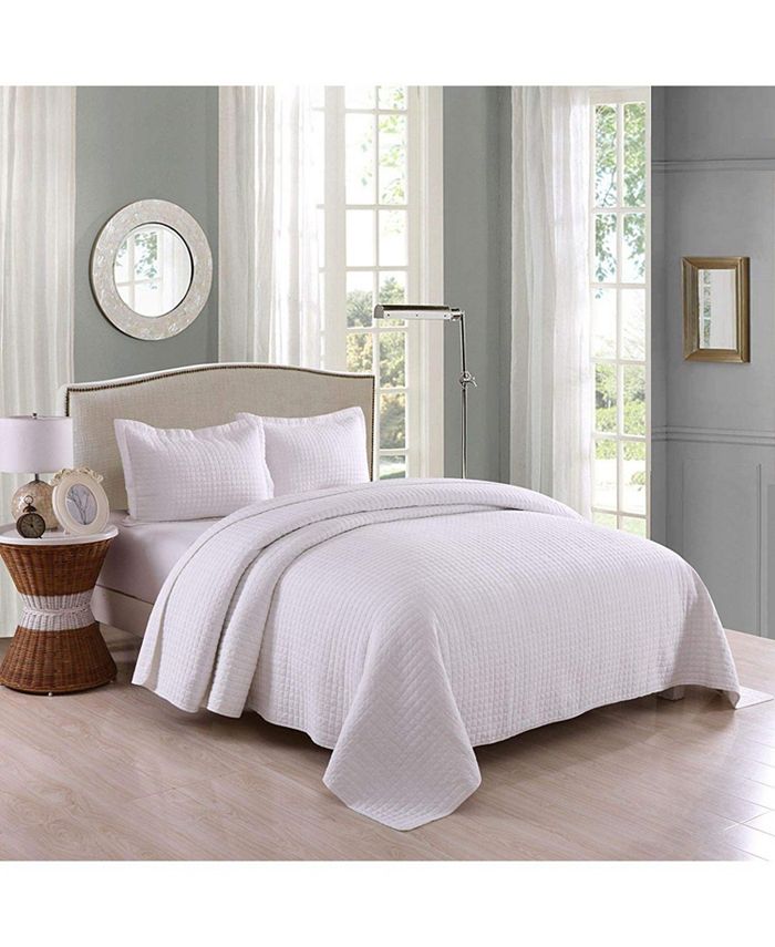 MarCielo 100% White Cotton Quilt Bedspread Set B33 - King - Macy's