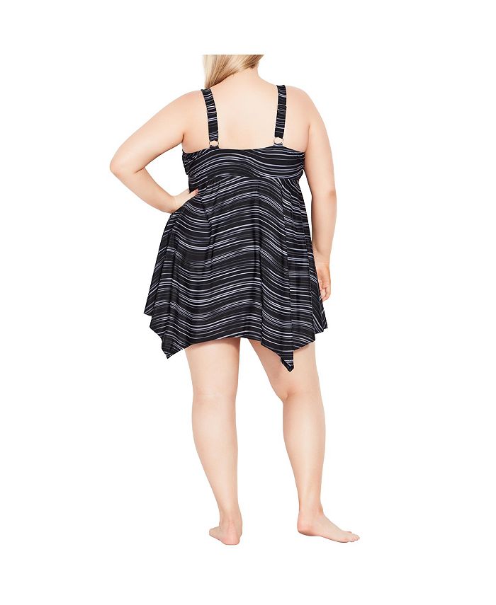 AVENUE Women's Plus Size Sharkbite Print Swim Dress - Macy's