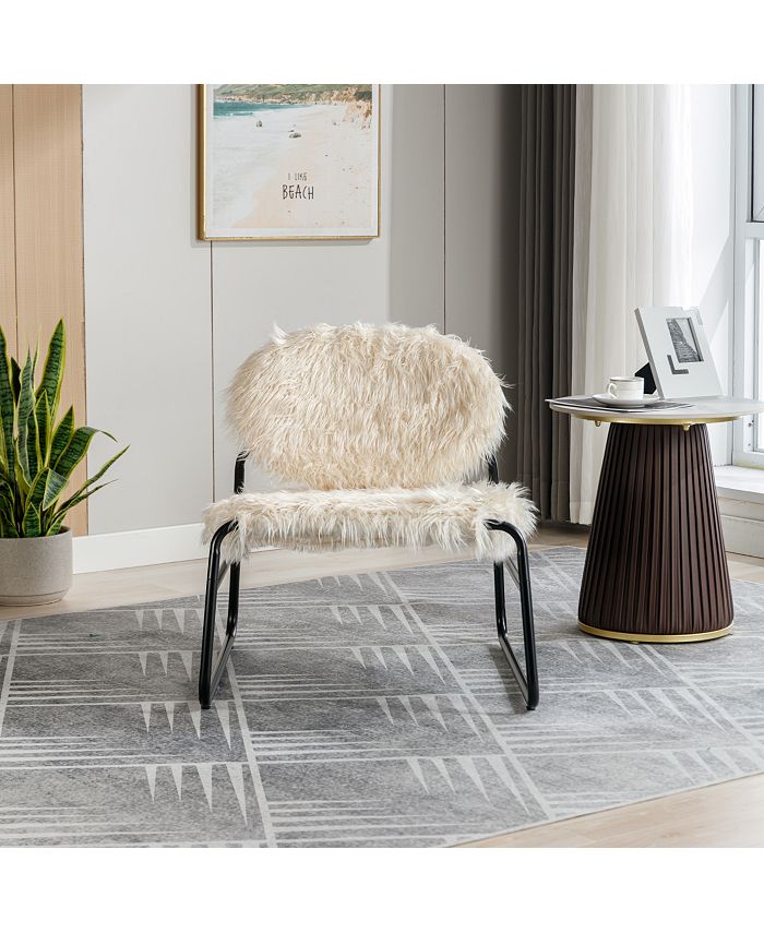 Simplie Fun Accent Chair - Modern Industrial Slant Armchair With Metal ...