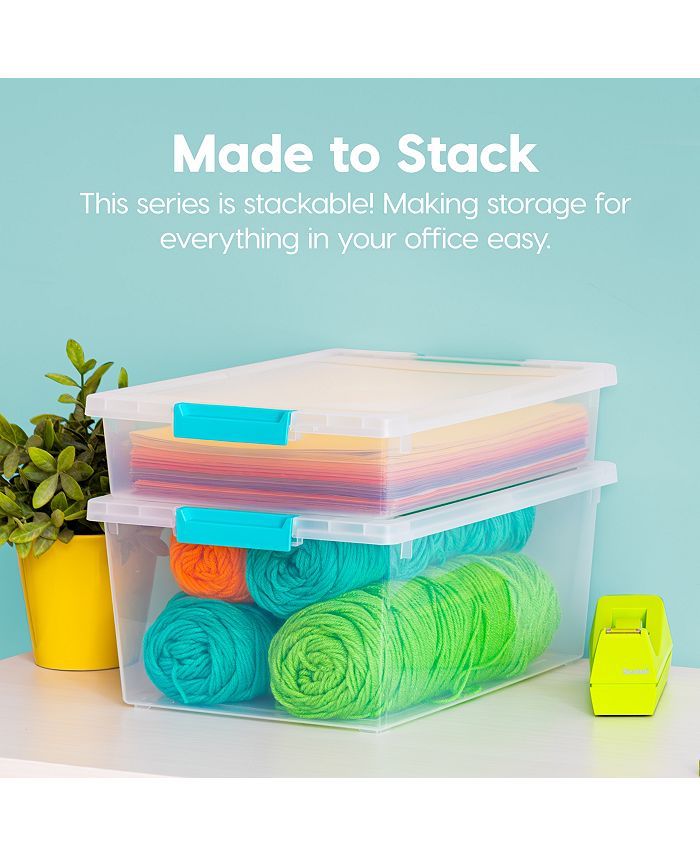 IRIS USA 12 Qt. Large Deep Clip Box, 4 Pack, Clear Plastic Storage ...