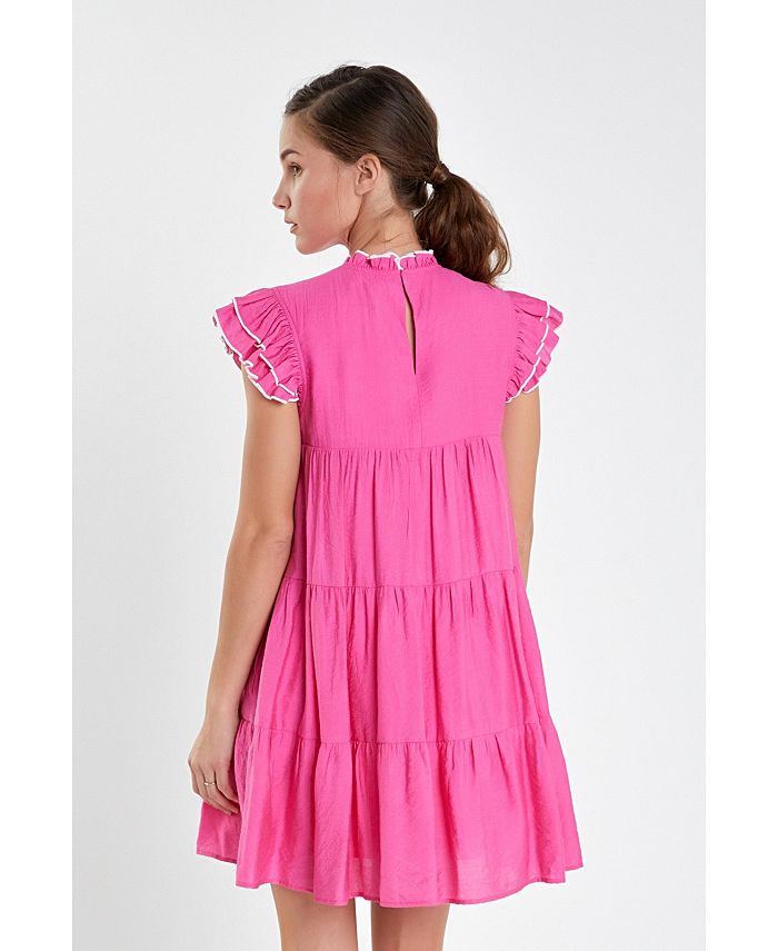 English Factory Women's Contrast Merrow Babydoll Dress - Macy's