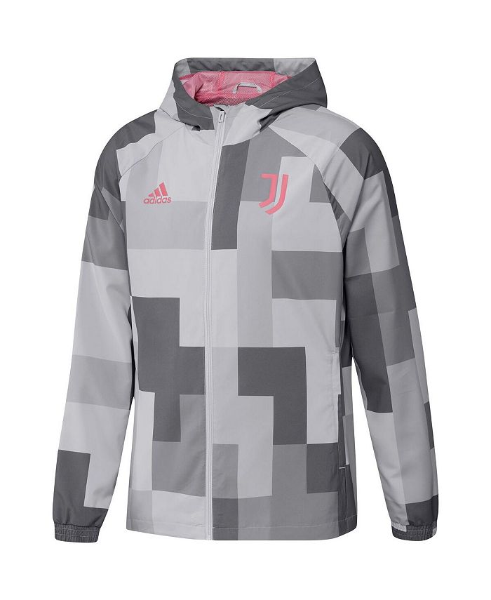 adidas Men's Gray Juventus Graphic Raglan Full-Zip Windbreaker Jacket ...
