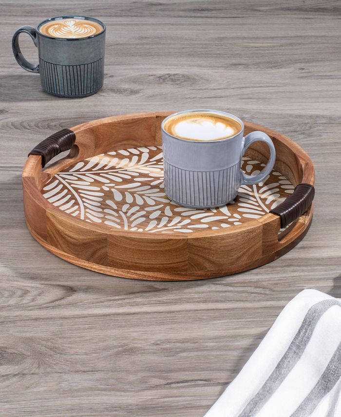 Thirstystone Round Acacia Wood Tray - Macy's