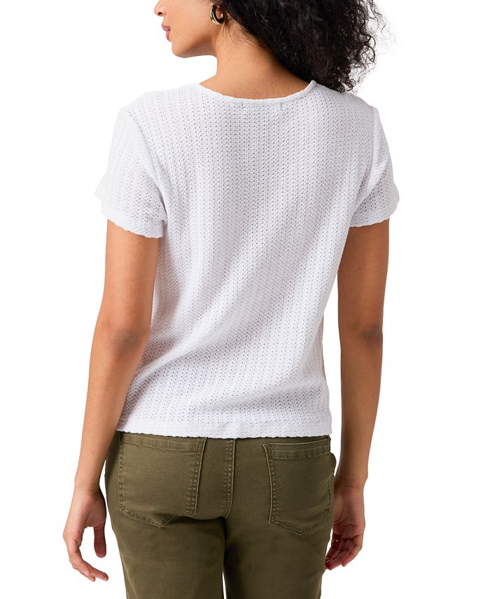 Sanctuary Women's By My Side Tie-Front Pointelle Tee - Macy's
