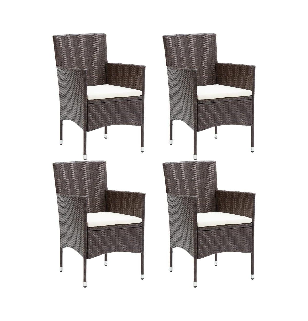 Click here for Patio Dining Chairs 4 pcs Poly Rattan Brown - Brow... prices