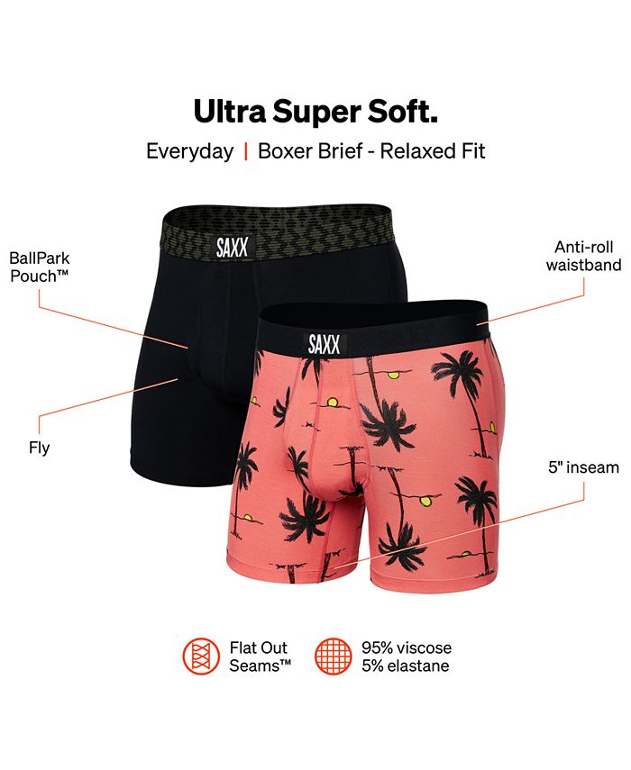 SAXX Men's Sunrise Sunset Relaxed Fit Ultra Super Soft Boxer Briefs - 2 ...
