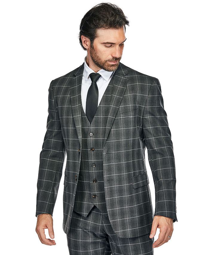 Gino Vitale Slim Fit 3PC Elegant Check Men's Suit - Macy's