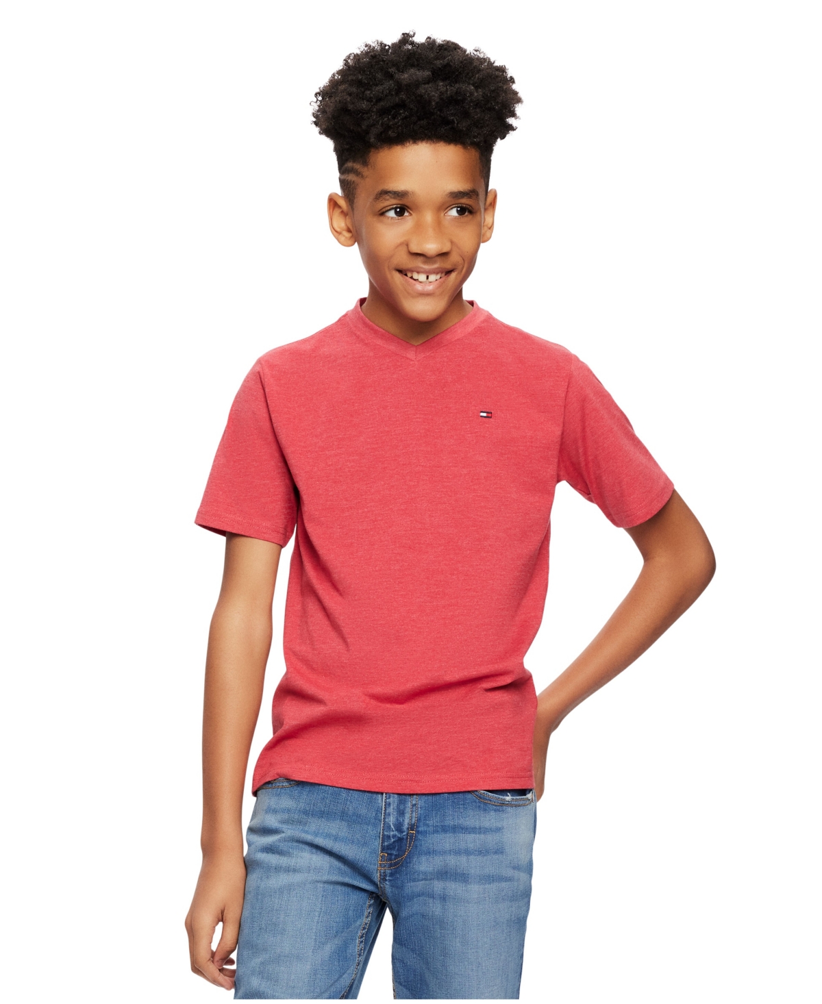 Click here for Tommy Hilfiger Big Boys Solid Embroidered Logo V-N... prices