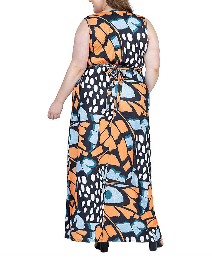 24seven Comfort Apparel Plus Size Empire Waist Sleeveless Maxi Dress