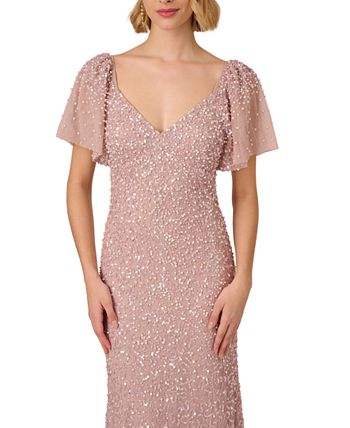 Adrianna Papell Women's Beaded Sequin Mesh Gown - Macy's