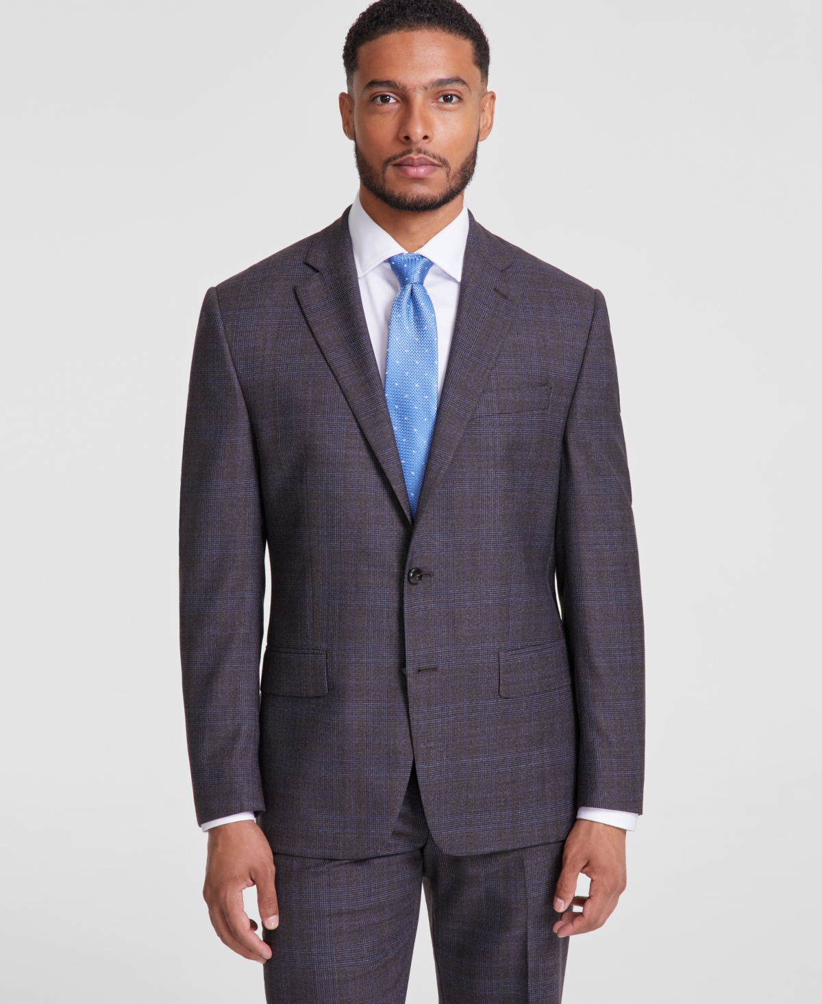 Michael Kors Men Classic Fit Wool Blend Suit Separate Jacket Burgundy Smart Closet