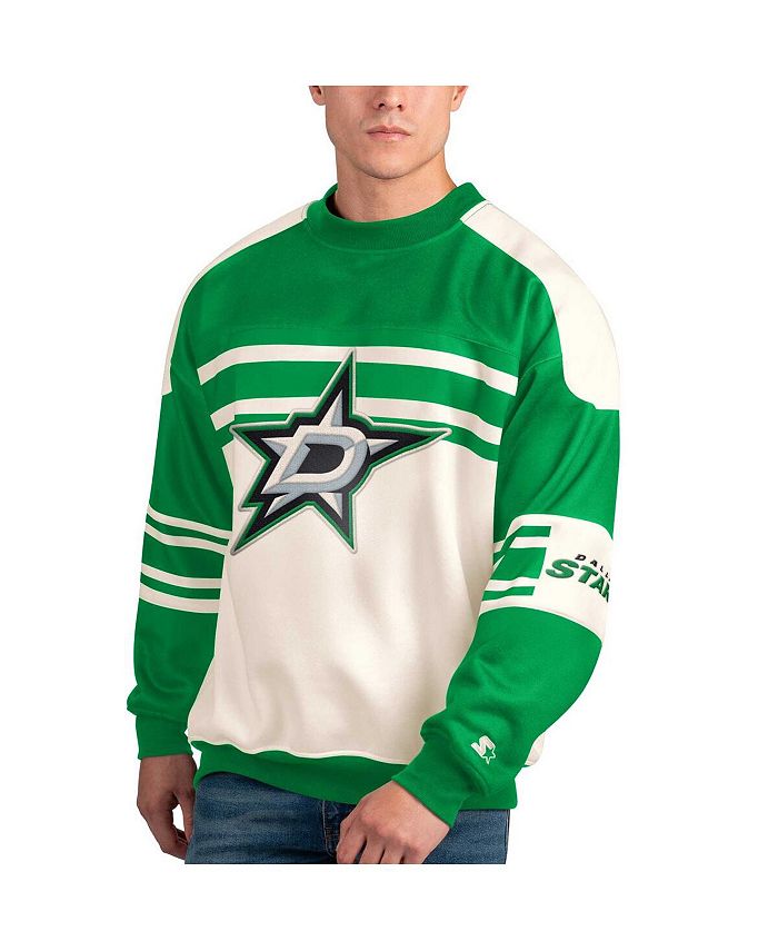 Starter Men's White Dallas Stars Defense Fleece Crewneck Pullover ...