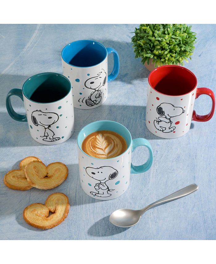 Peanuts 4 Pack 15 OZ Mugs - Macy's