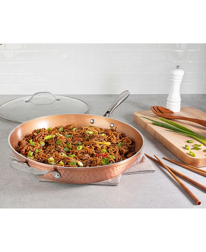 Gotham Steel Hammered Copper 14-inch Ti-Cerama Nonstick Family Sized XL ...