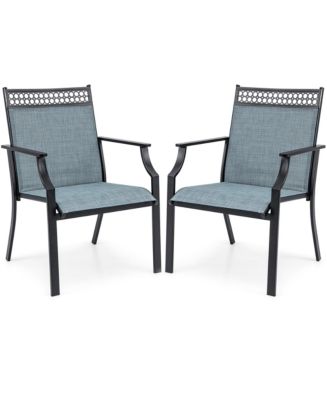 Patio Chairs Set of 2 with All Weather Breathable Fabric High Backrest ...
