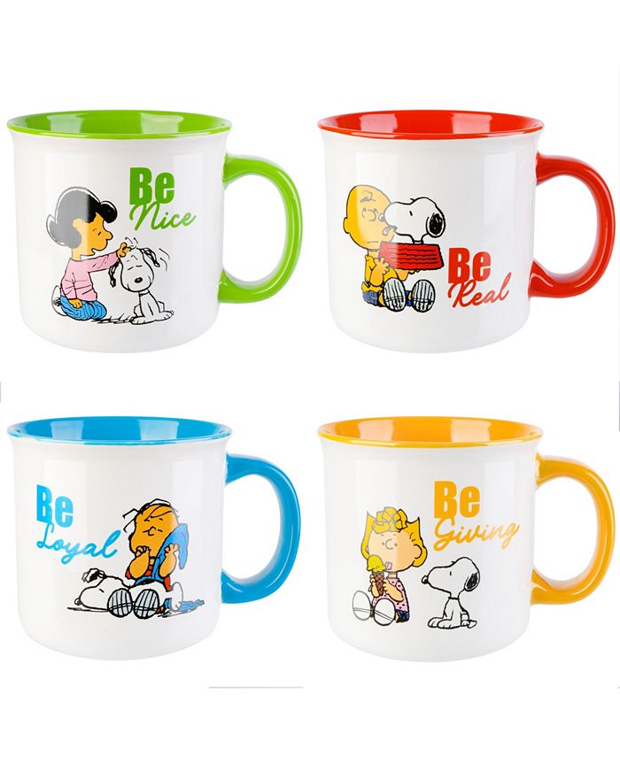 Peanuts Be Happy 4 Pack 21 OZ Mugs - Macy's