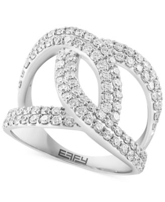 EFFY® Diamond Interlink Ring (1-3/8 ct. t.w.) in 14k White Gold - Macy's