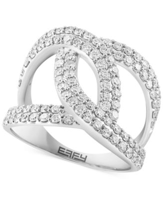 EFFY® Diamond Interlink Ring (1-3/8 ct. t.w.) in 14k White Gold - Macy's