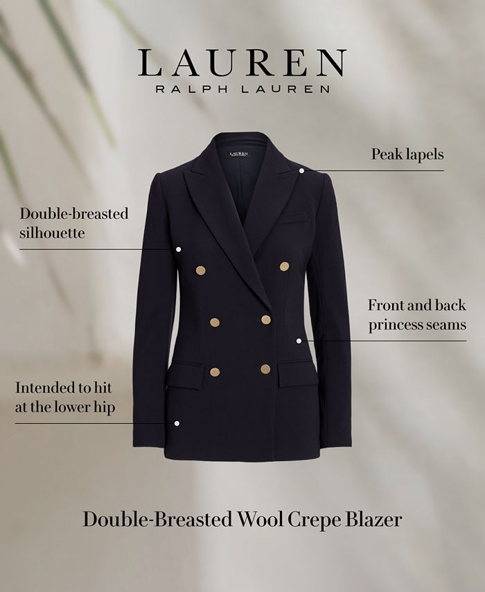 Lauren Ralph Lauren Women's Double-Breasted Wool Crepe Blazer - Macy's
