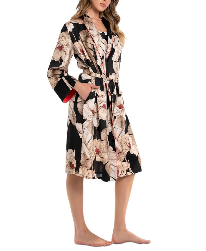 Midnight Bakery Women's Printed Satin Wrap Robe - Macy's