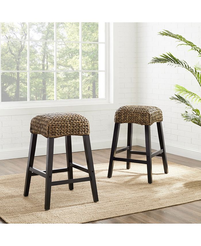 Crosley Edgewater 2-Piece Seagrass Backless Counter Height Bar Stool ...