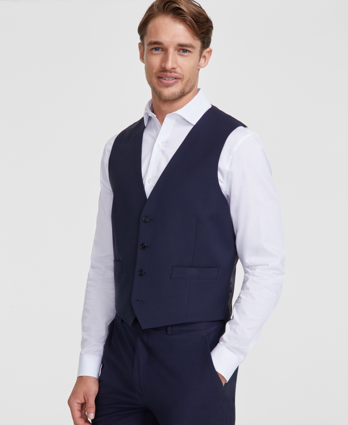 Click here for Calvin Klein Mens Slim-Fit Wool Blend Infinite Str... prices