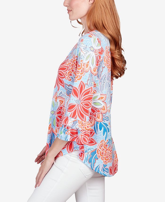 Ruby Rd. Petite Bold Floral Puff Print Top - Macy's