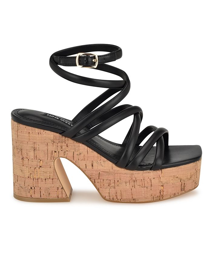Nine West Women's Corke Strappy Square Toe Wedge Sandals - Macy's