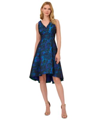 Adrianna Papell Women's V-Neck High-Low Jacquard Dress - Macy's