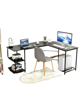 Slickblue Reversible L-Shaped Computer Study Table with Shelves - Macy's